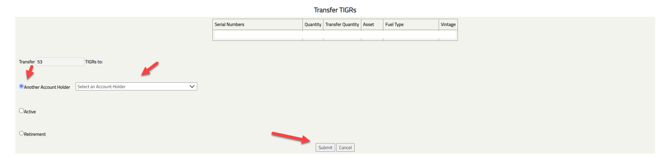 Initiate REC Transfers to Another Account Holder – TIGRs
