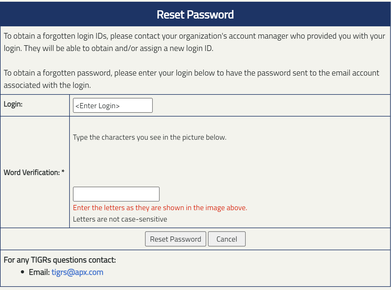 How to Reset Your Password – TIGRs